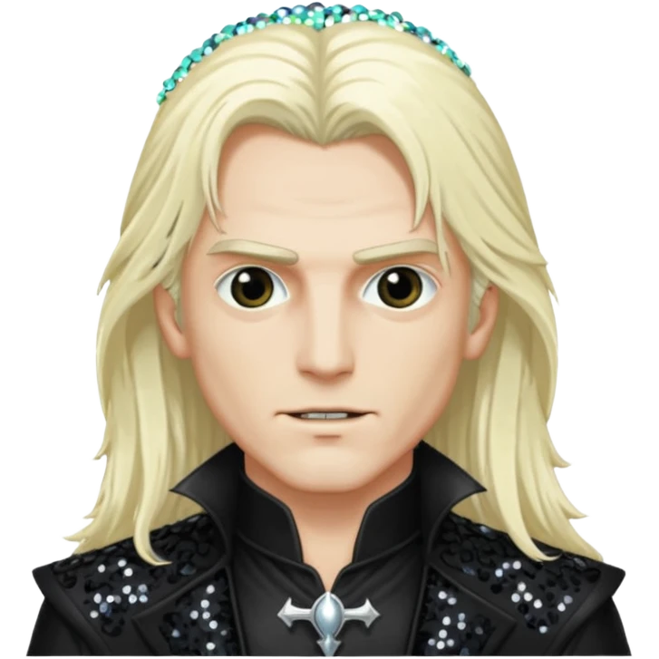 Alucard, Son of Dracula with long platinum blonde hair, black sequin ...
