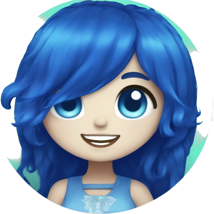 happy blue haired chibi girl emoji | AI Emoji Generator