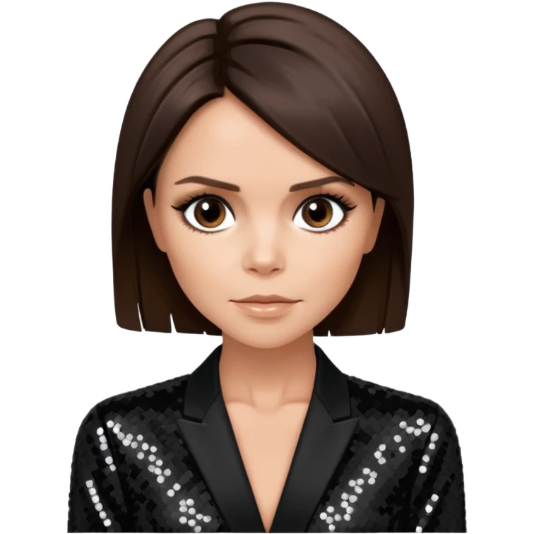 Victoria Beckham from Spice Girls with medium dark brown hair, black ...