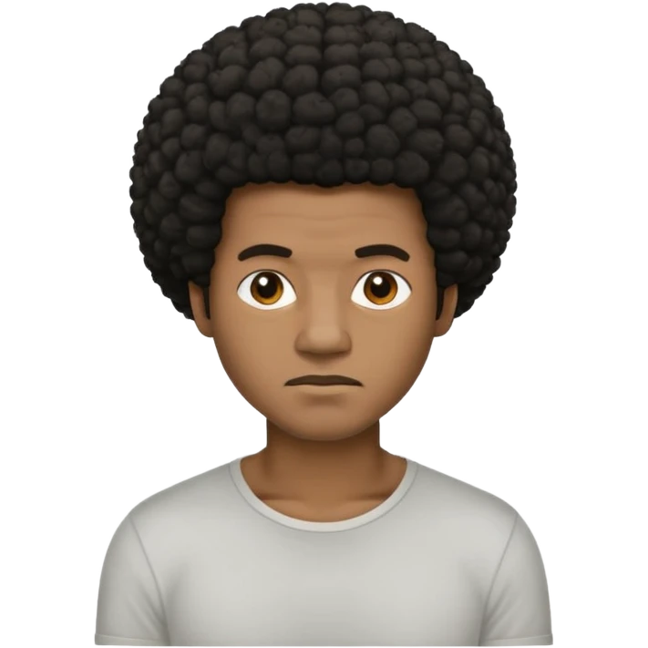 Afro not smiling and black skin color emoji male emoji | AI Emoji Generator