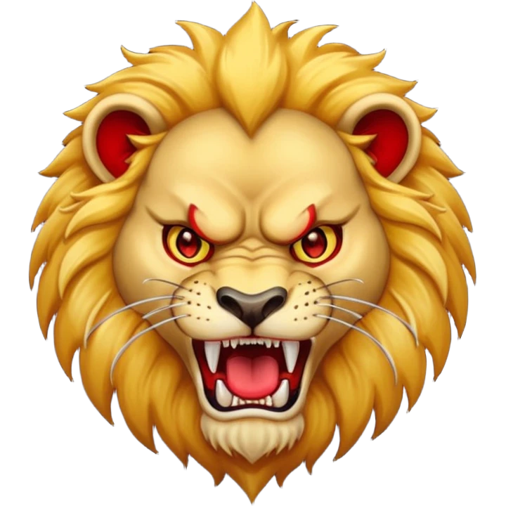 Angry lion with red eyes and dangerous teeth emoji | AI Emoji Generator