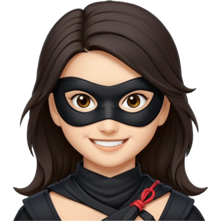 i need girl ninja smile with long dark brown hair emoji | AI Emoji ...