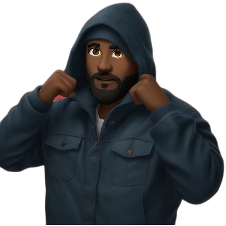red hooded jacket facial hair emoji | AI Emoji Generator