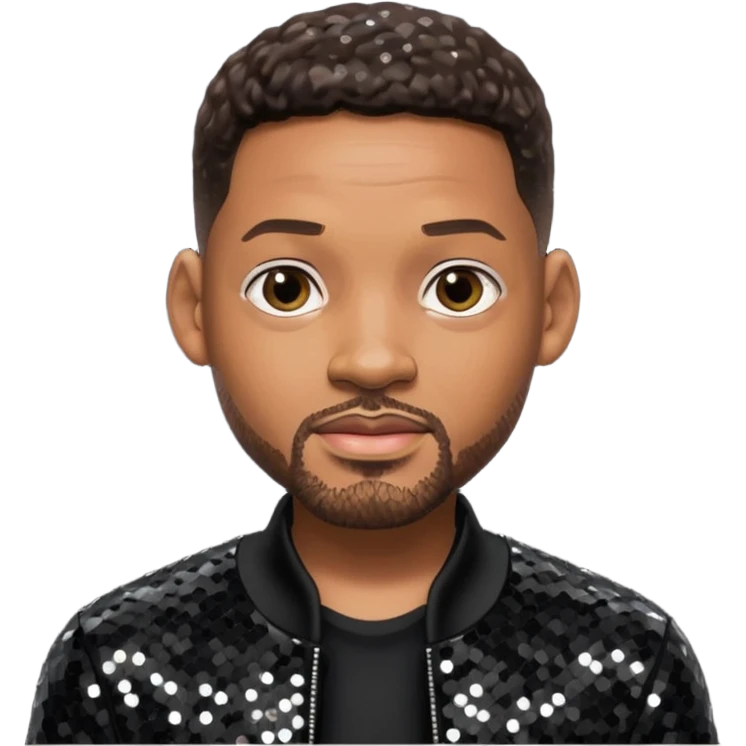 Will Smith with dark brown hair, black sequin outfit emoji | AI Emoji ...