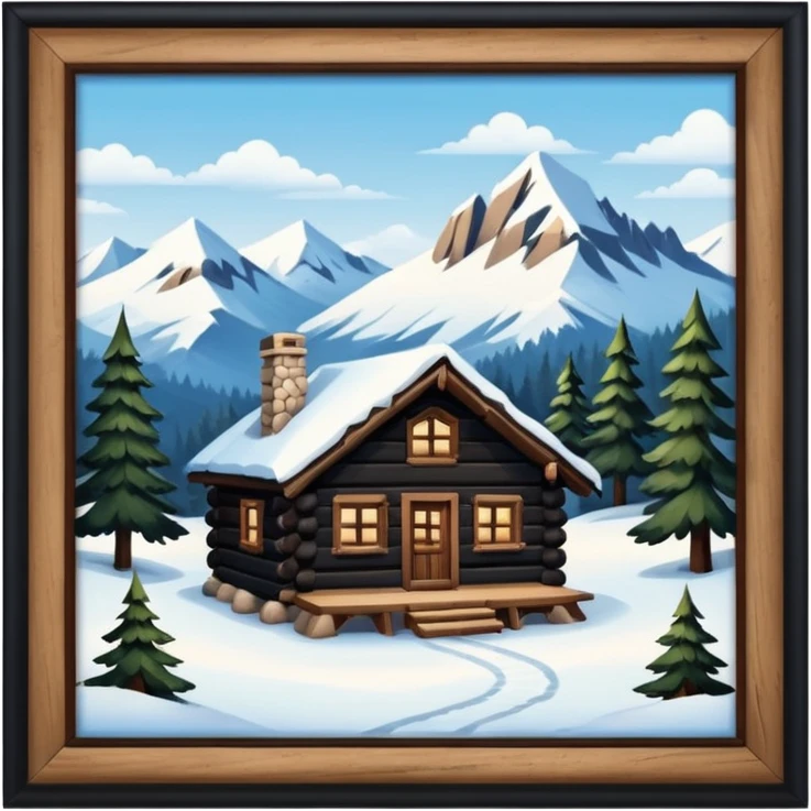 Snowy cabin mountain woods emoji | AI Emoji Generator