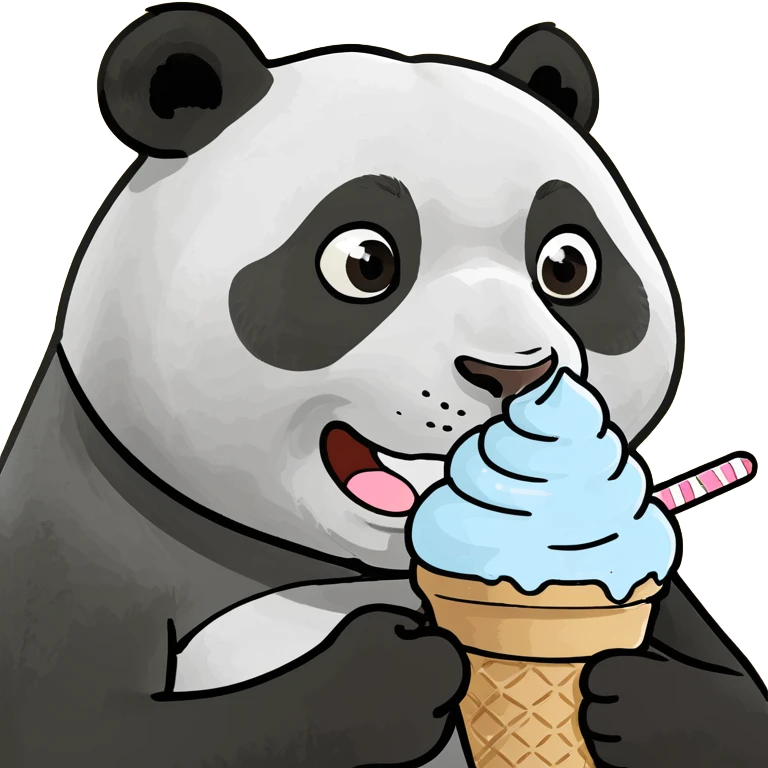 Panda eating ice cream meme | AI Emoji Generator