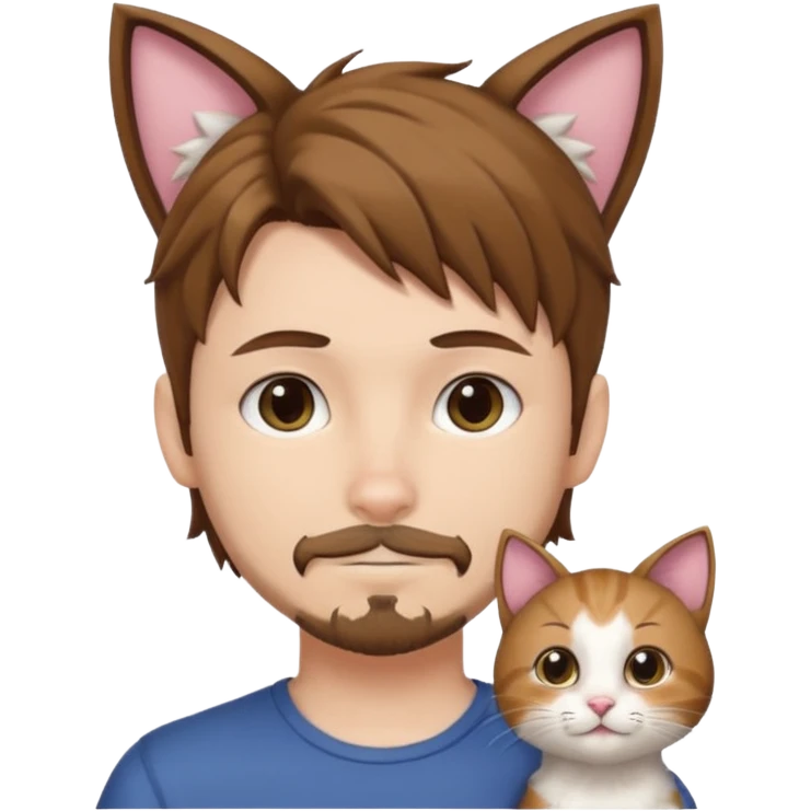 white boy with cat tail with goatee hair and cat ears with brown hair ...