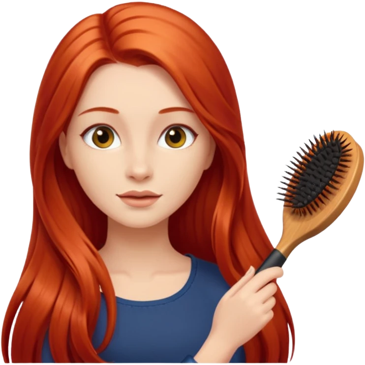 A woman brushing her red hair emoji | AI Emoji Generator
