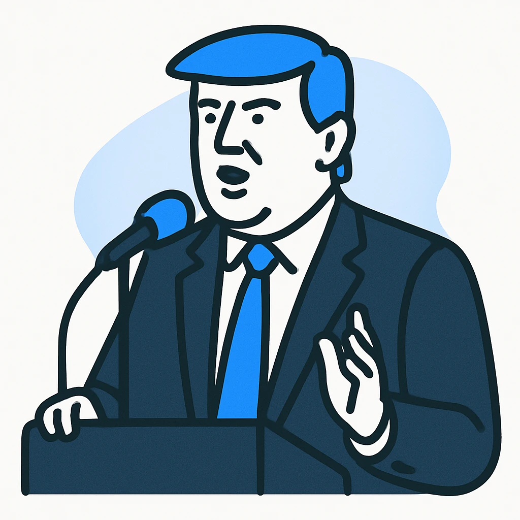 Donald Trump speaking at a rally emoji | AI Emoji Generator