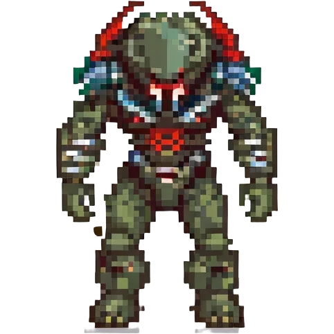 Predator, pixel art style, compact, retro video game look, simple ...