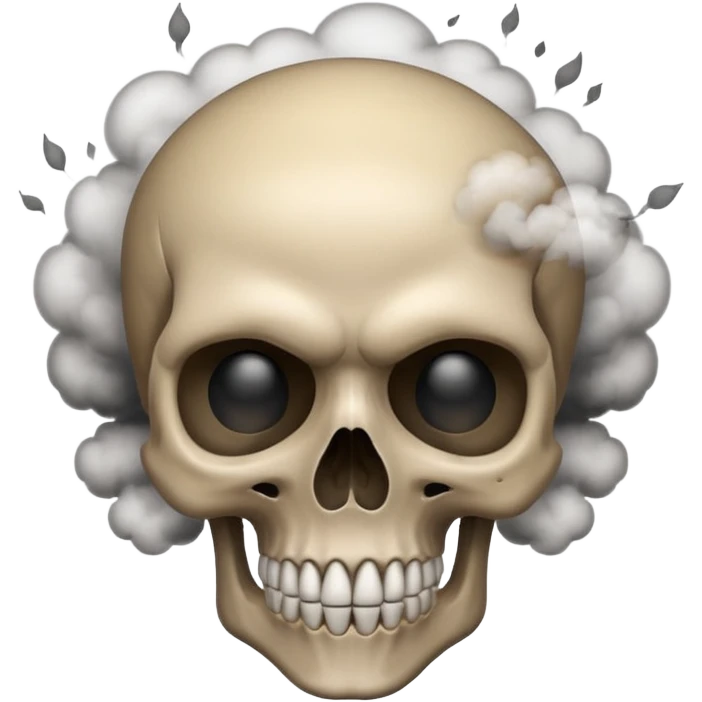 Make a skull emoji whose head is blasted off and smoke is coming from ...
