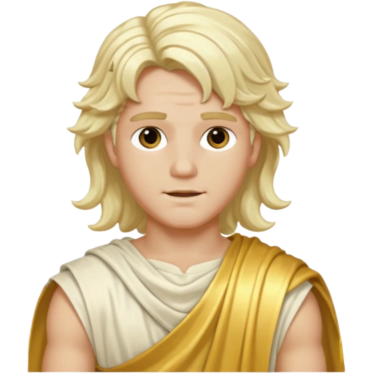 Apollo from The Olympians with long platinum blonde wavy hair, gold ...