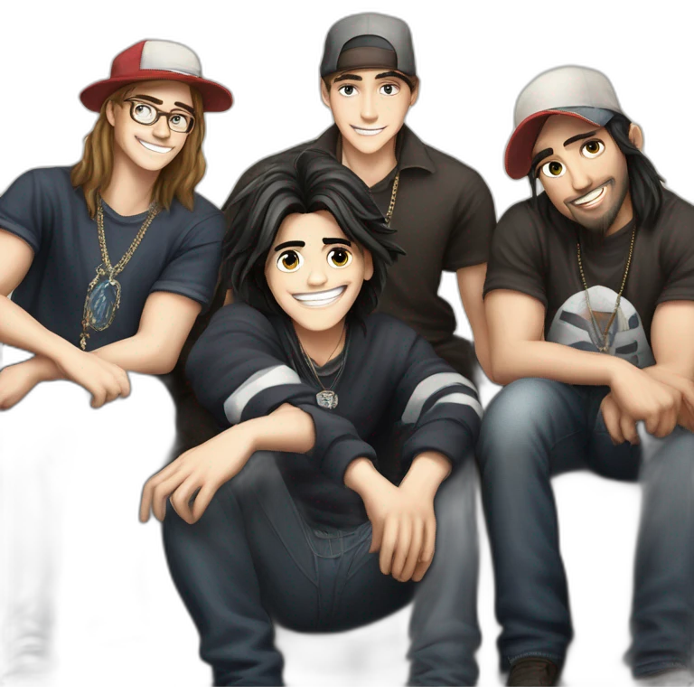four boys in casual poses emoji | AI Emoji Generator