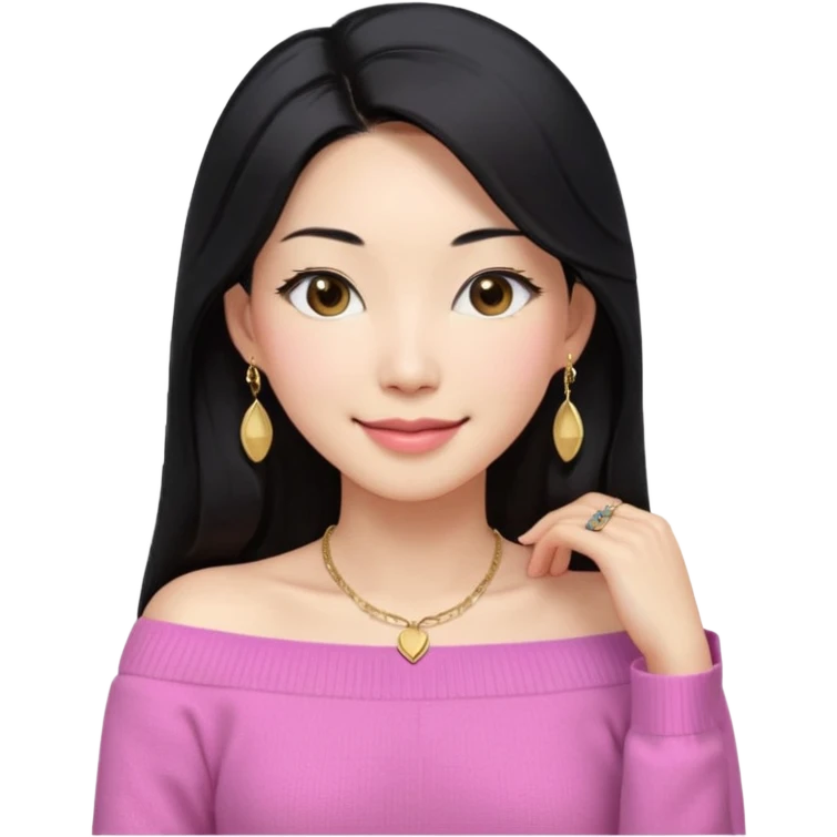 South Korean girl in her mid-thirties with long black hair parted in ...