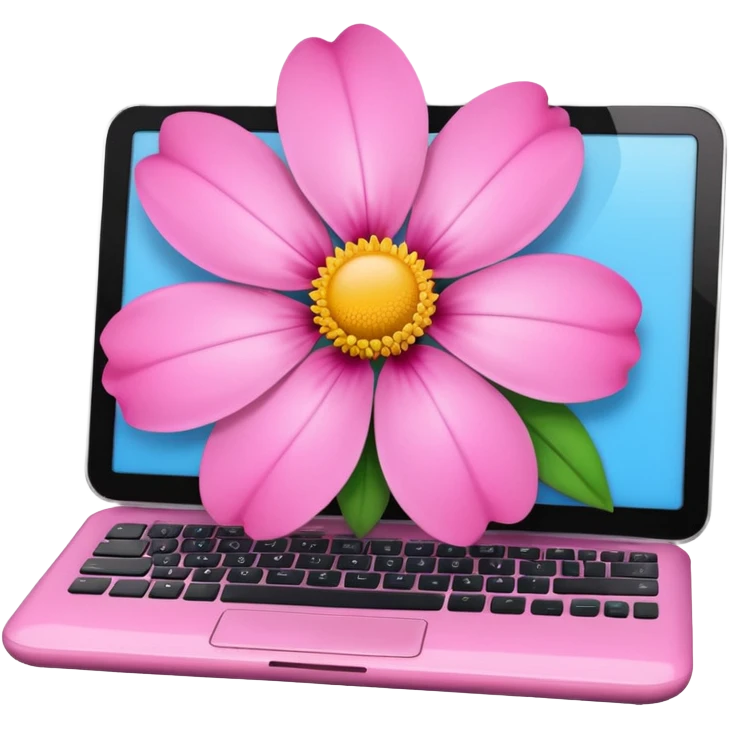 Computer on a pink Flower emoji | AI Emoji Generator