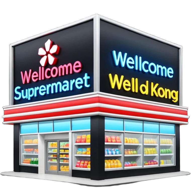 create a supermarket shop front, that looks like a wellcome store emoji ...