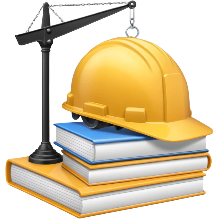 Image of a scale with a construction helmet on one side and a folder on ...