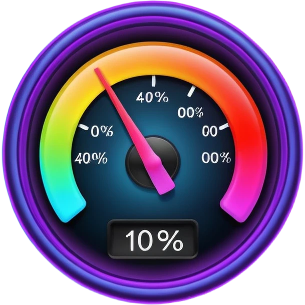a percentage meter measuring capacity, neon colors emoji | AI Emoji ...