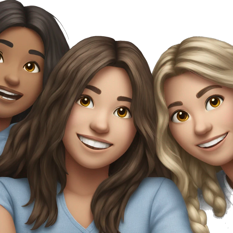 three girls smiling indoors pose emoji | AI Emoji Generator