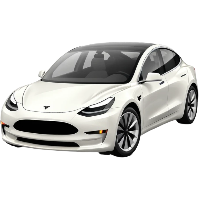 Tesla model 3 white. Icon. In a hurry. No wings emoji | AI Emoji Generator