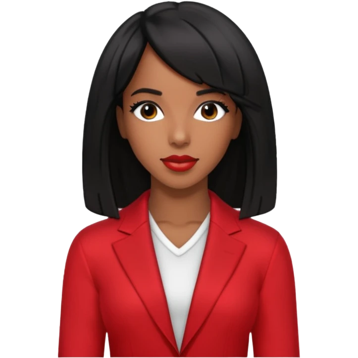 Kelly Rowland with black hair, red outfit emoji | AI Emoji Generator