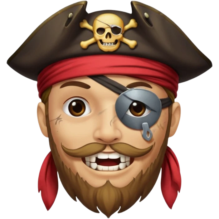 Pirate with smiley face and a eyepatch and make with one tooth emoji ...