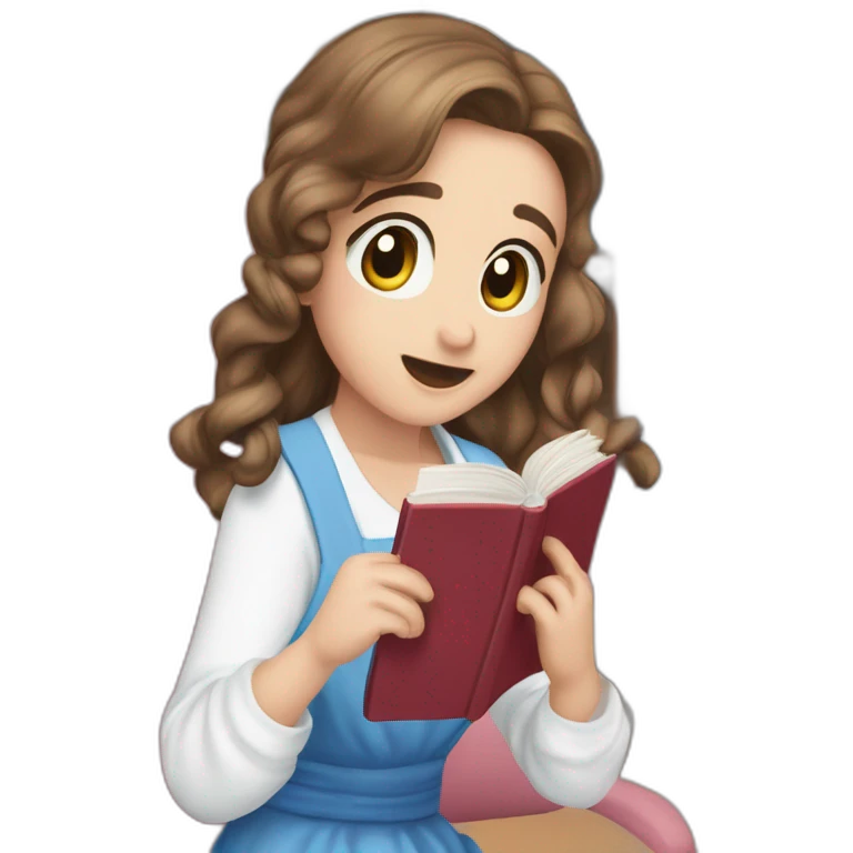 happy girl reading book indoors emoji | AI Emoji Generator