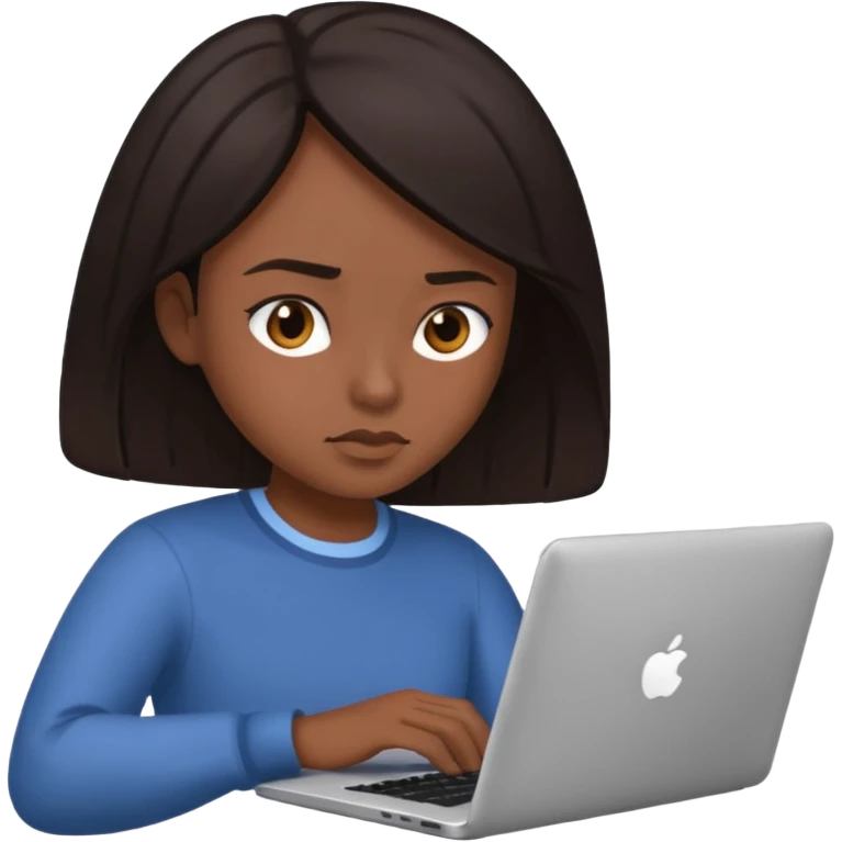 The central figure is an emoji of a person with dark hair with laptop ...