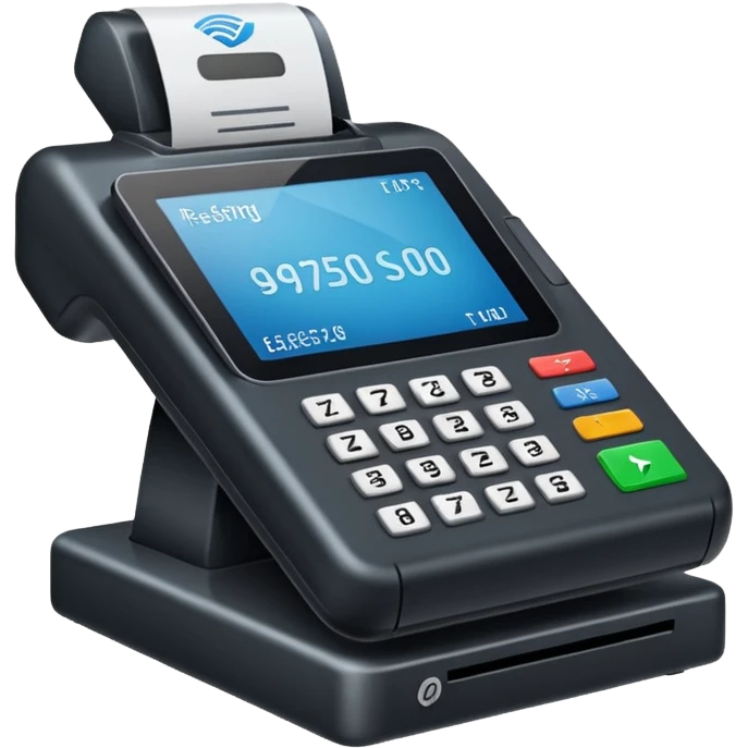 Icono de una terminal de pago con una tarjeta PAGANDO POS emoji | AI ...