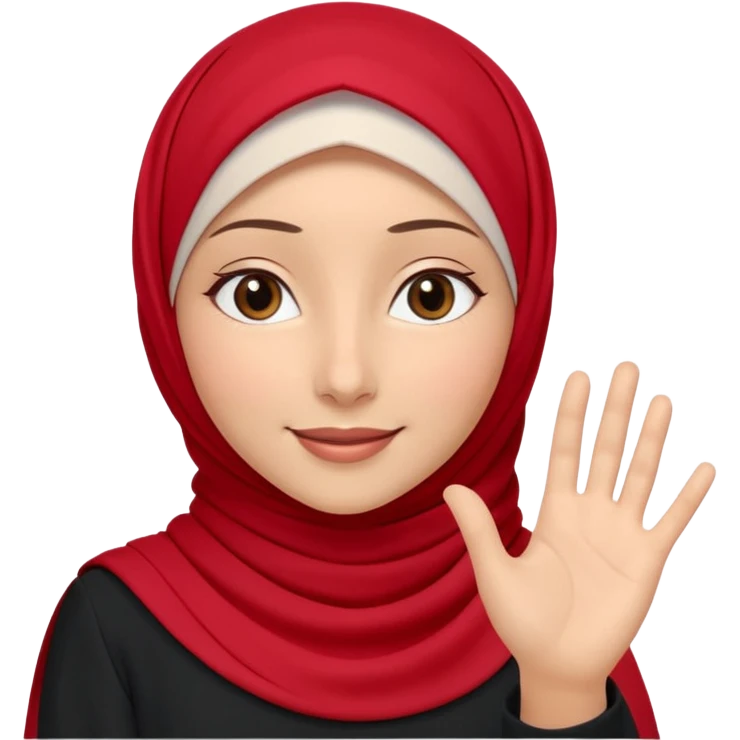 The character gently waves her hand in a slow friendly motion, warm ...