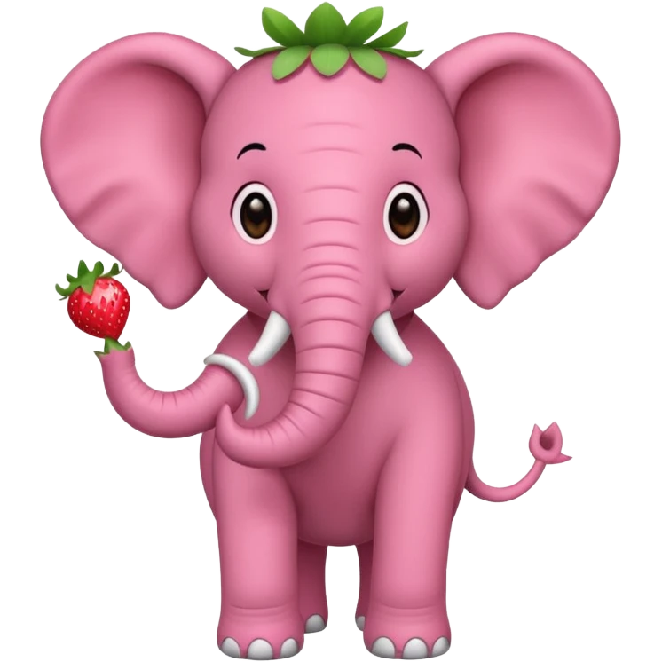 Cute elephant with long tusks and trunk wearing strawberry costume ...
