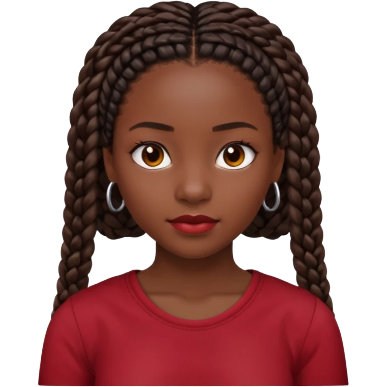 Black girl with box braids and a dark red top emoji | AI Emoji Generator