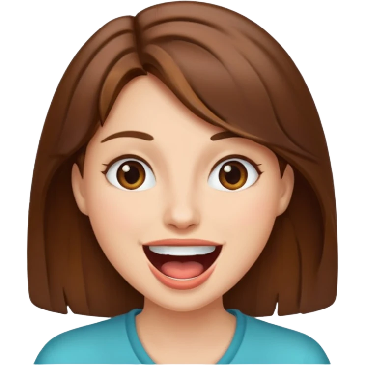 Woman brown hair with mouth open emoji | AI Emoji Generator