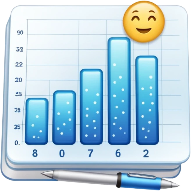 ios style emoji for report sheet consisting graph/ charts with sparkle ...