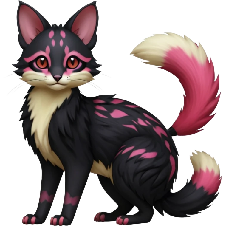 Hyper realistic void-black fur haunted by crimson neon pulse-lines like ...