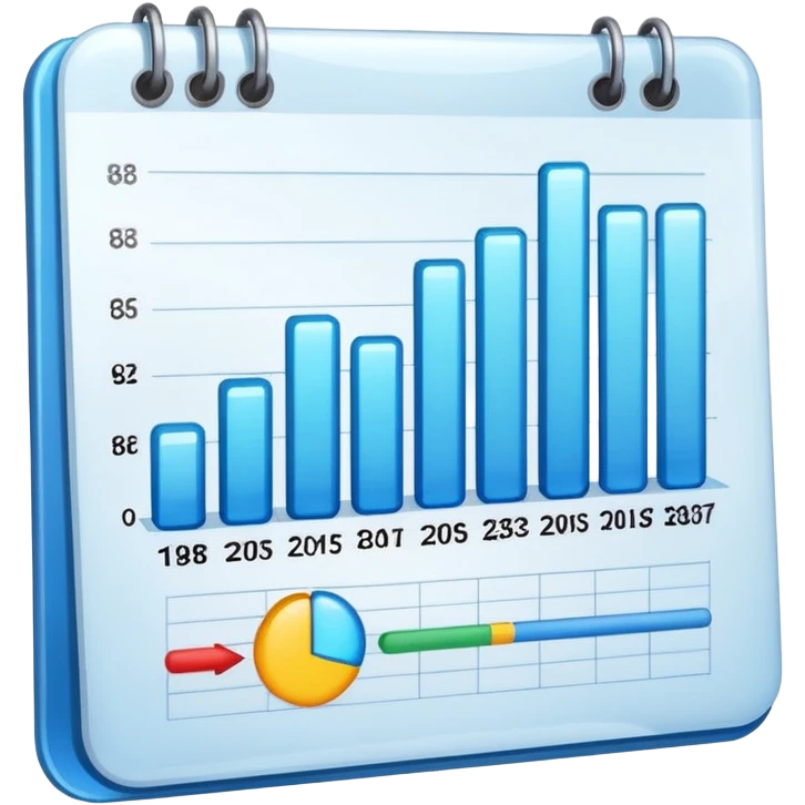 ios style emoji for report sheet consisting graph/ charts with sparkle ...