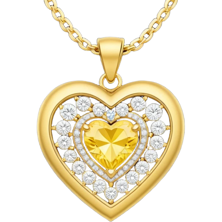gold pendant with a diamond heart emoji | AI Emoji Generator