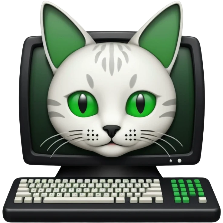 mac os icon code computer retro terminal, black, green white, cat draw ...