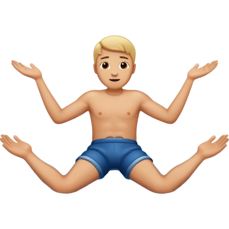 apple style emoji of a man who has fallen into a puddle, arms and legs ...