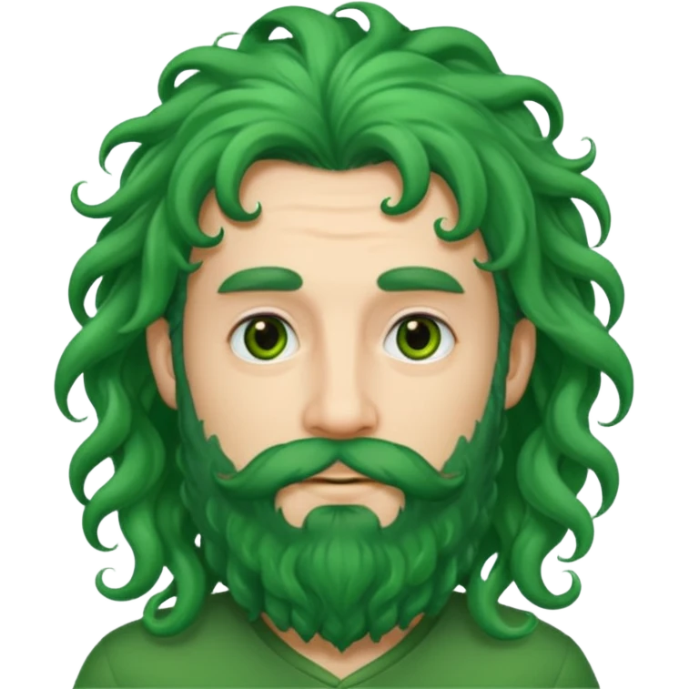 green long curly hair and beard man emoji | AI Emoji Generator