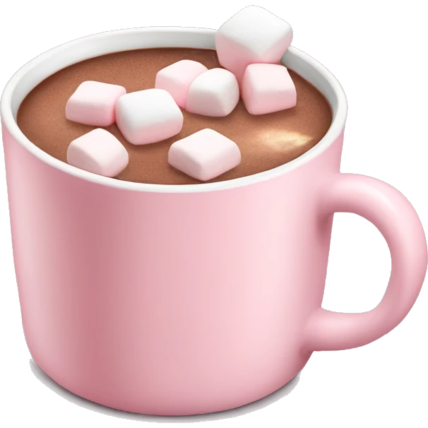 Light Pink mug of hot chocolate with marshmallows emoji | AI Emoji ...