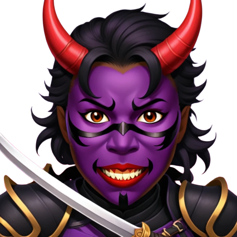 Demon-Horned Warrior emoji | AI Emoji Generator
