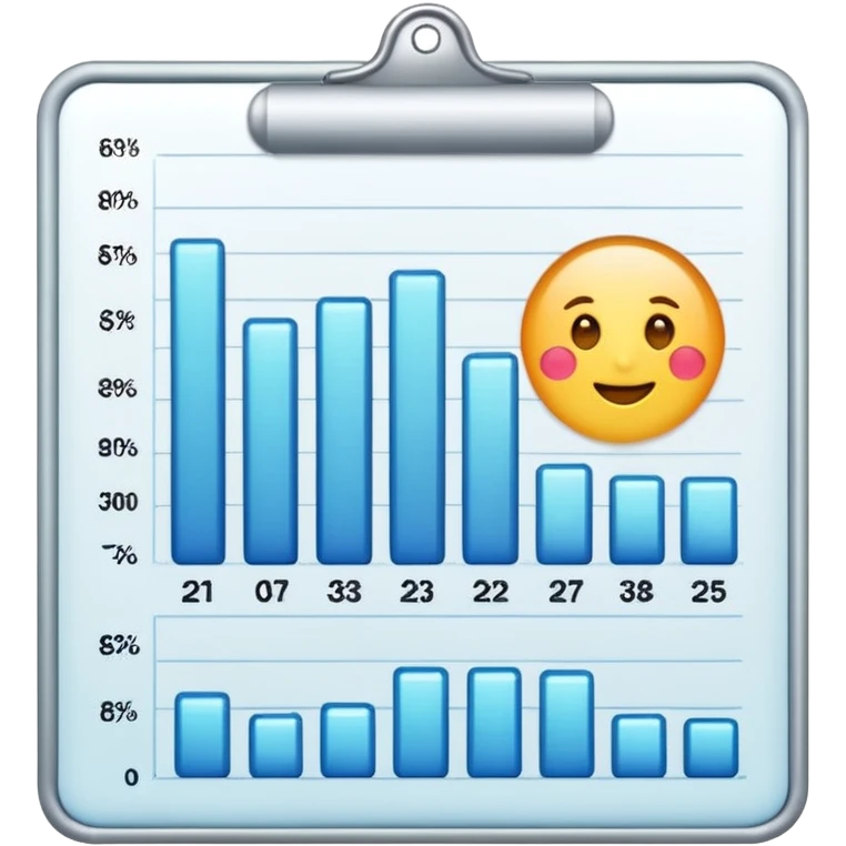 ios style emoji for report sheet consisting graph/ charts with sparkle ...