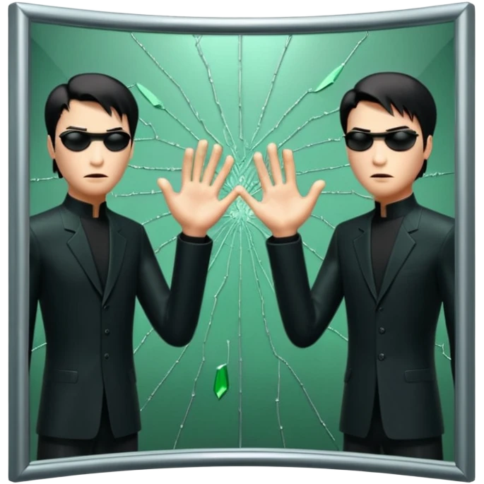 Matrix scene when neo touched the mirror emoji | AI Emoji Generator