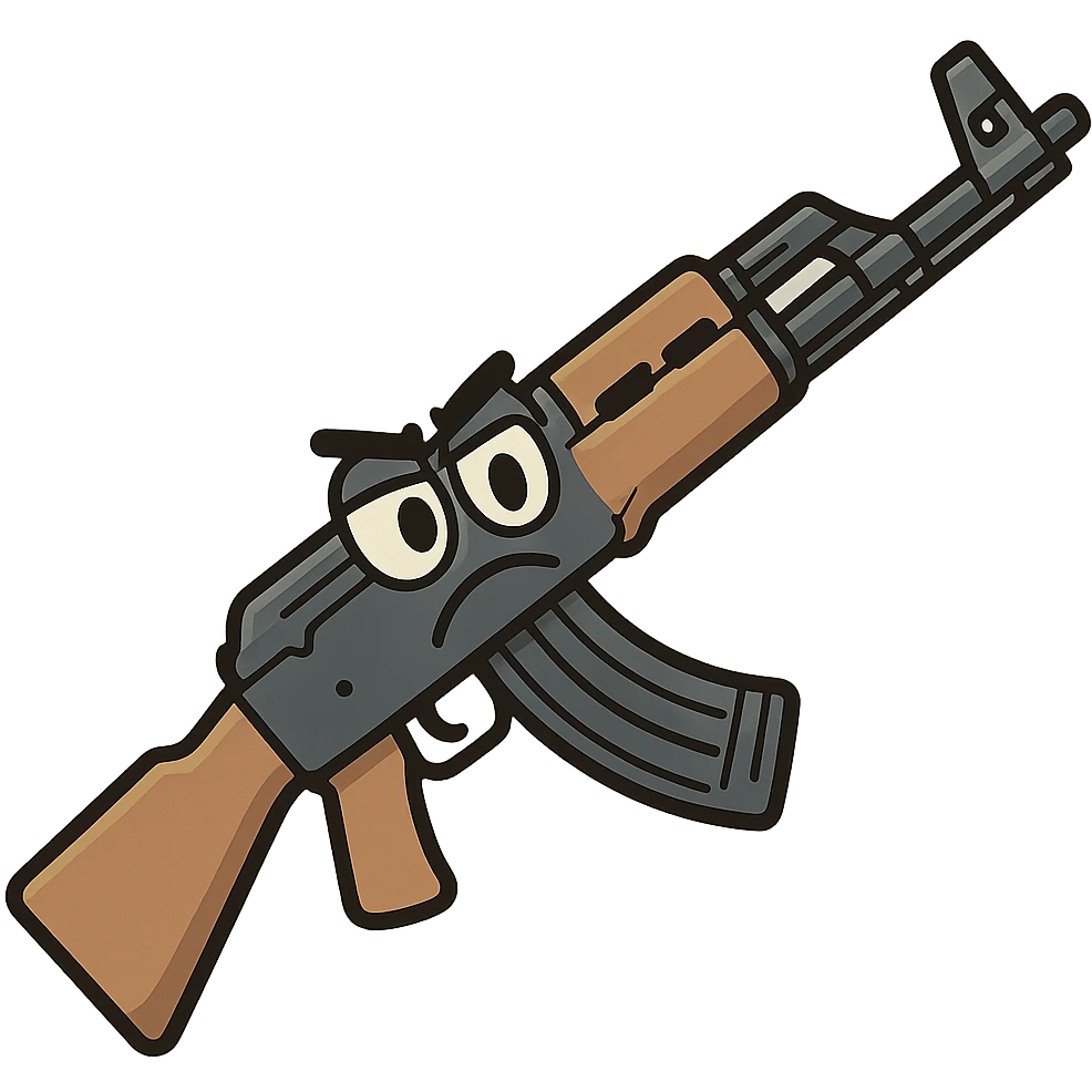 AK-47 rifle stylized cartoonish emoji emoji | AI Emoji Generator
