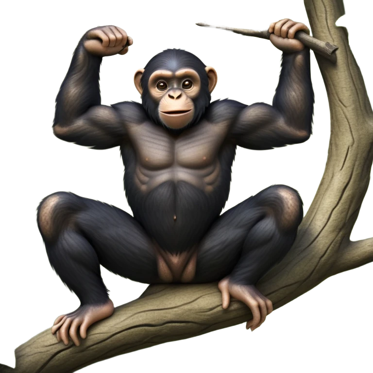 cinematic-chimpanzee-realistic-full-body-sitting-emoji,-lean-muscular ...