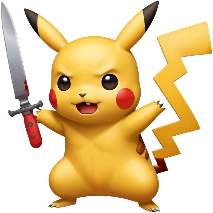 Pikachu with a bloody knife stabbing repeatedly emoji | AI Emoji Generator