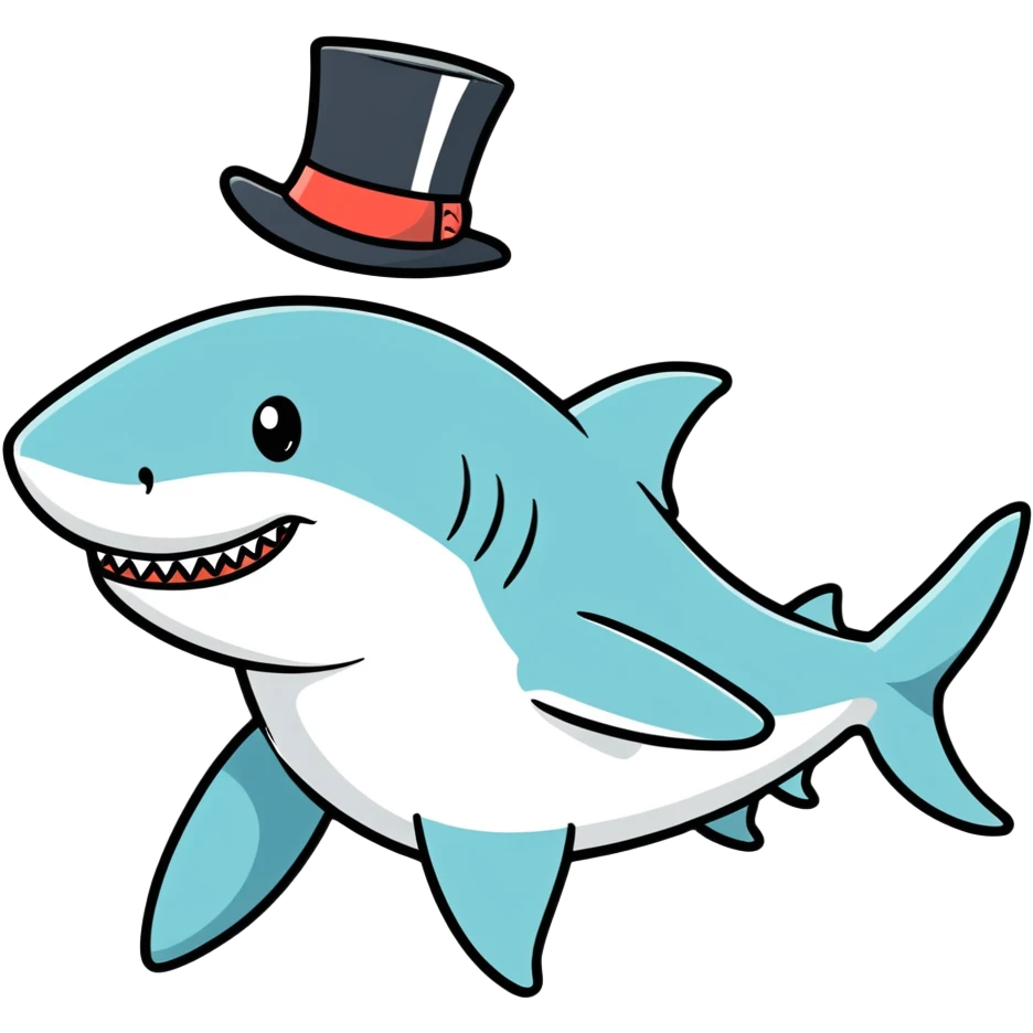 Shark with a top hat image | AI Emoji Generator