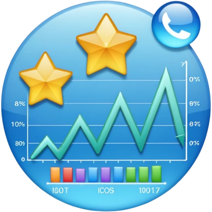 ios style emoji for report sheet consisting graph/ charts with sparkle ...
