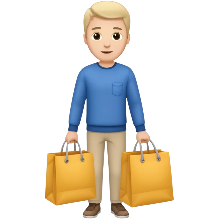 a white man with clothing shopping bag emoji | AI Emoji Generator